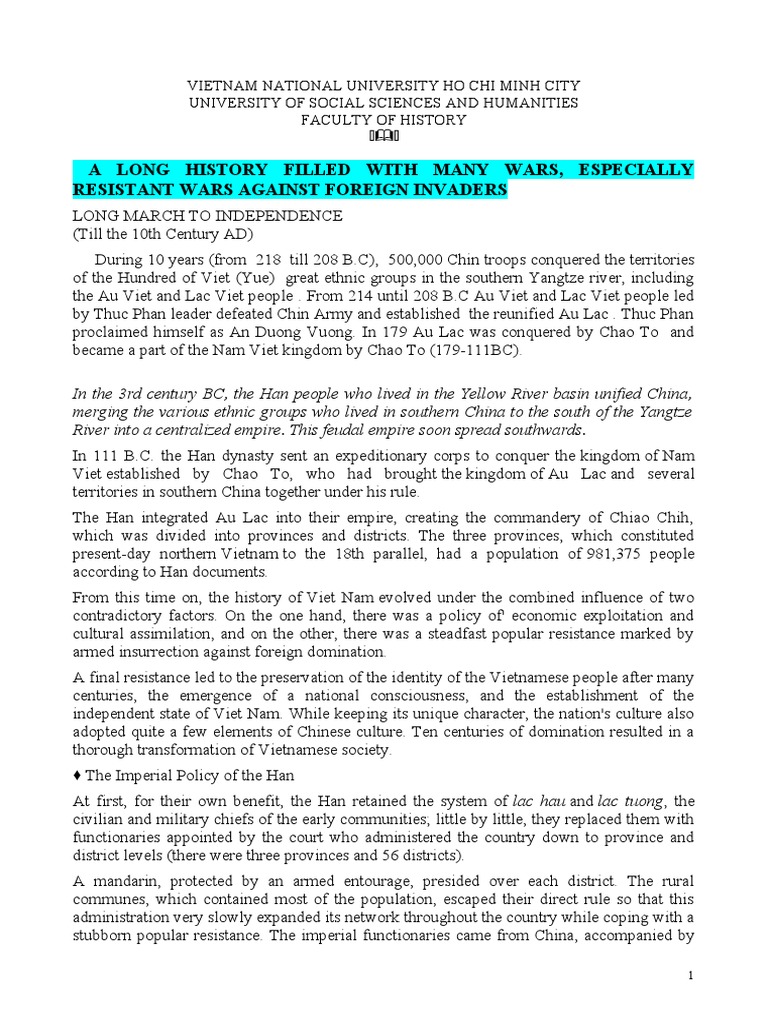 A Long History Filled With Many Wars, Especially Resistant Wars Against ...