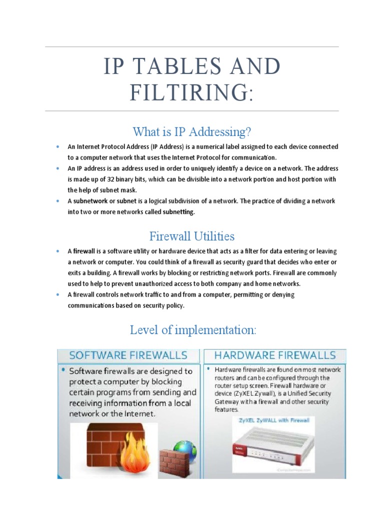 IP Tables and Filtering | PDF | Ip Address | Computer Network