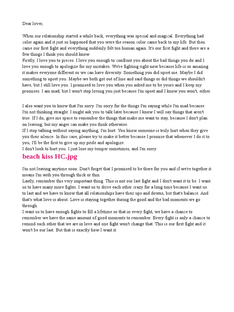 After Fight Promise Letter To Boyfriend | PDF