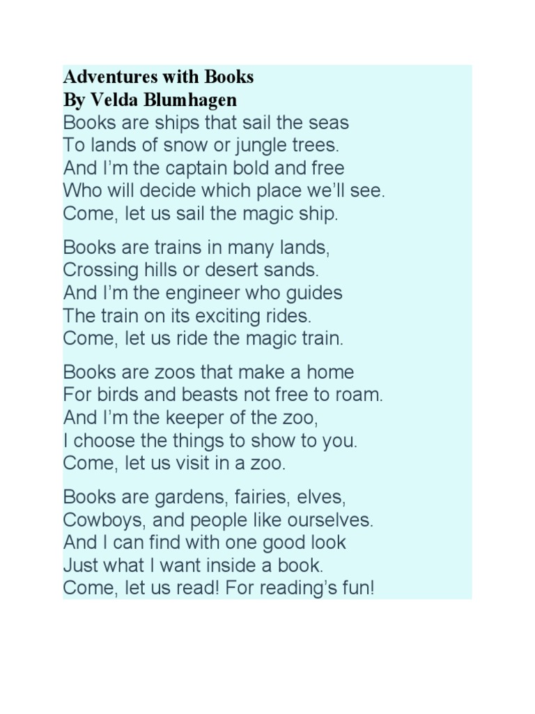 Adventures With Books by Velda Blumhagen | PDF