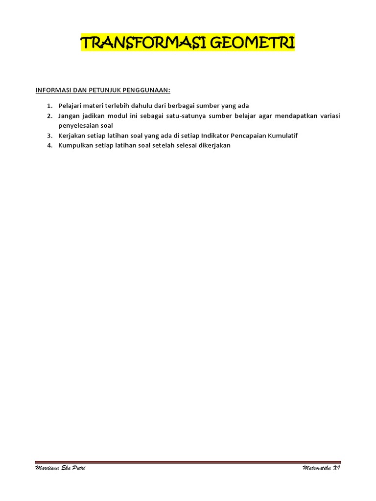 Materi Transformasi Geometri - Translasi | PDF