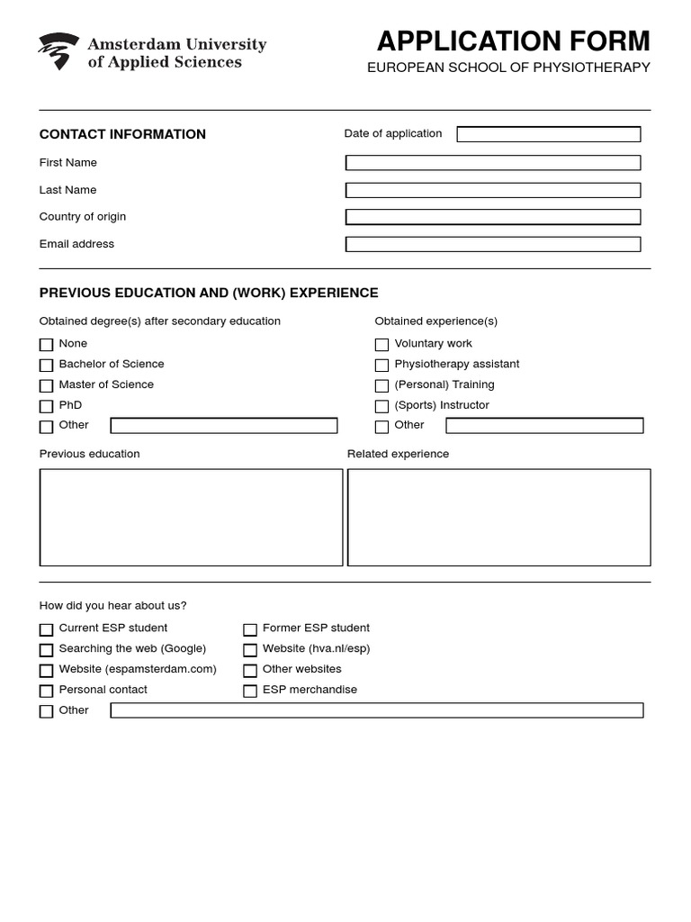 Application Form: Contact Information | PDF