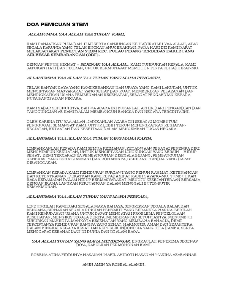 Doa Pemicuan STB1 | PDF