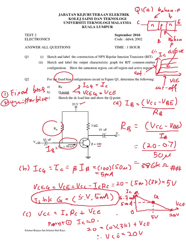 Test 2 Electronics Code: DDWK 2002 Answer All Questions Time: 1 Hour ...