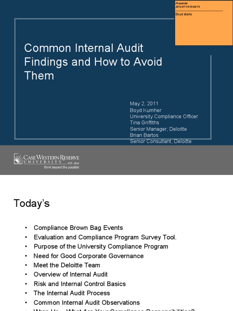 Common Internal Audit Findings and How To Avoid Them | PDF | Internal ...