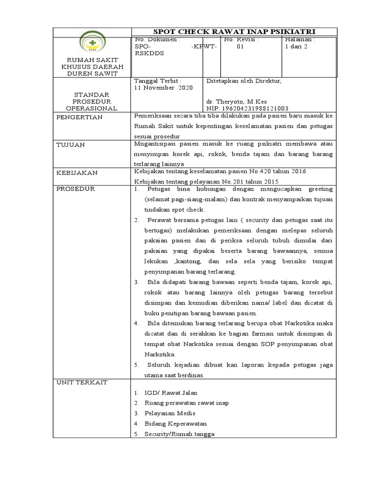 Prosedur Spot Check Pasien Psikiatri | PDF
