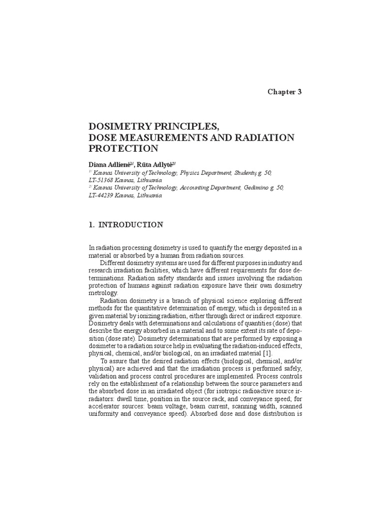 Dosimetry Principles | PDF | Dosimetry | Radiation Protection
