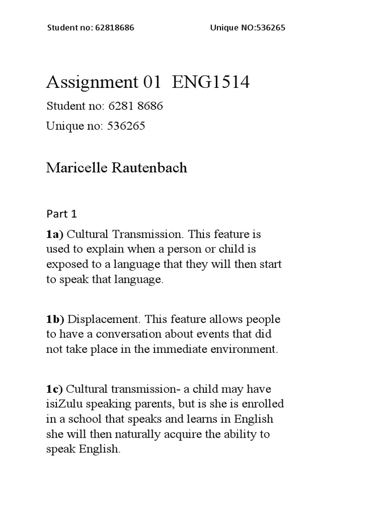 Assignment 01 ENG1514 | PDF