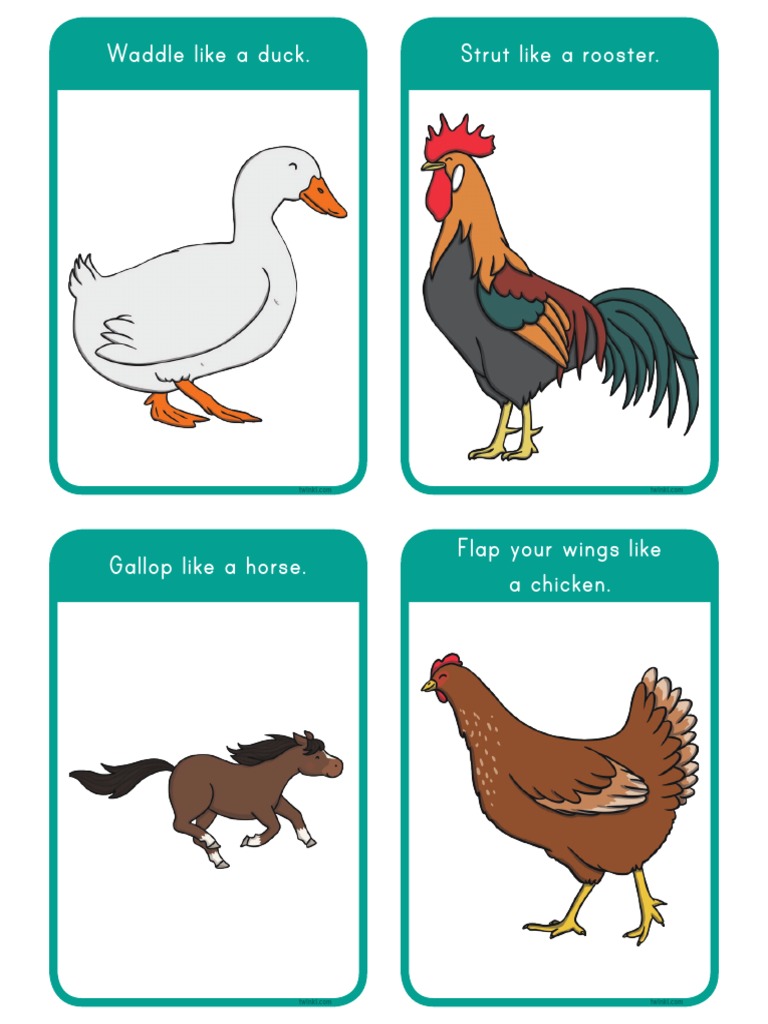 Farm Animal Gross Motor Activity Cards | PDF | Young Adult