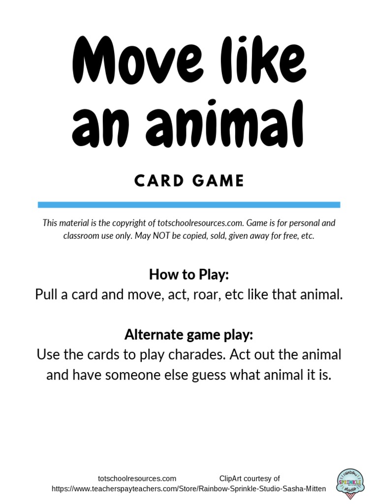 Move Like An Animal: Card Game | PDF
