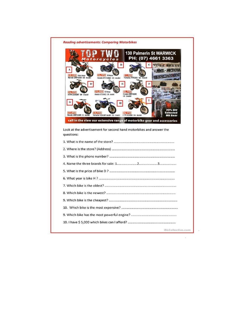 Reading Comprehension - Advertisement | PDF