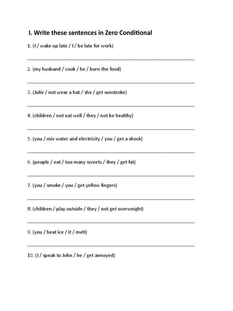 I. Write These Sentences in Zero Conditional | PDF