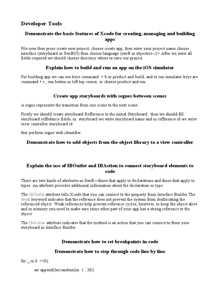 Exam Preparation | PDF | Swift (Programming Language) | Ios