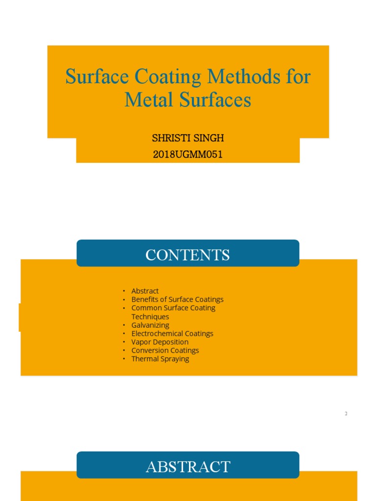 Surface Coating Methods For Metal Surfaces | PDF | Galvanization | Thin ...