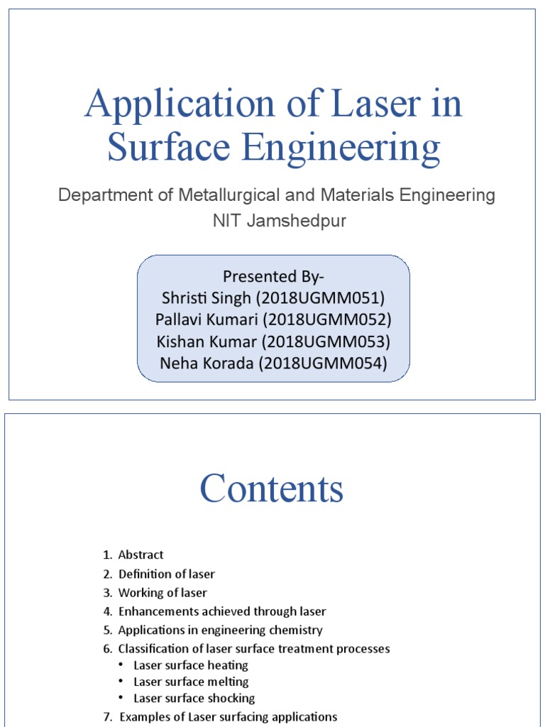 Application of Laser in Surface Engineering - Final | PDF | Laser | Photon