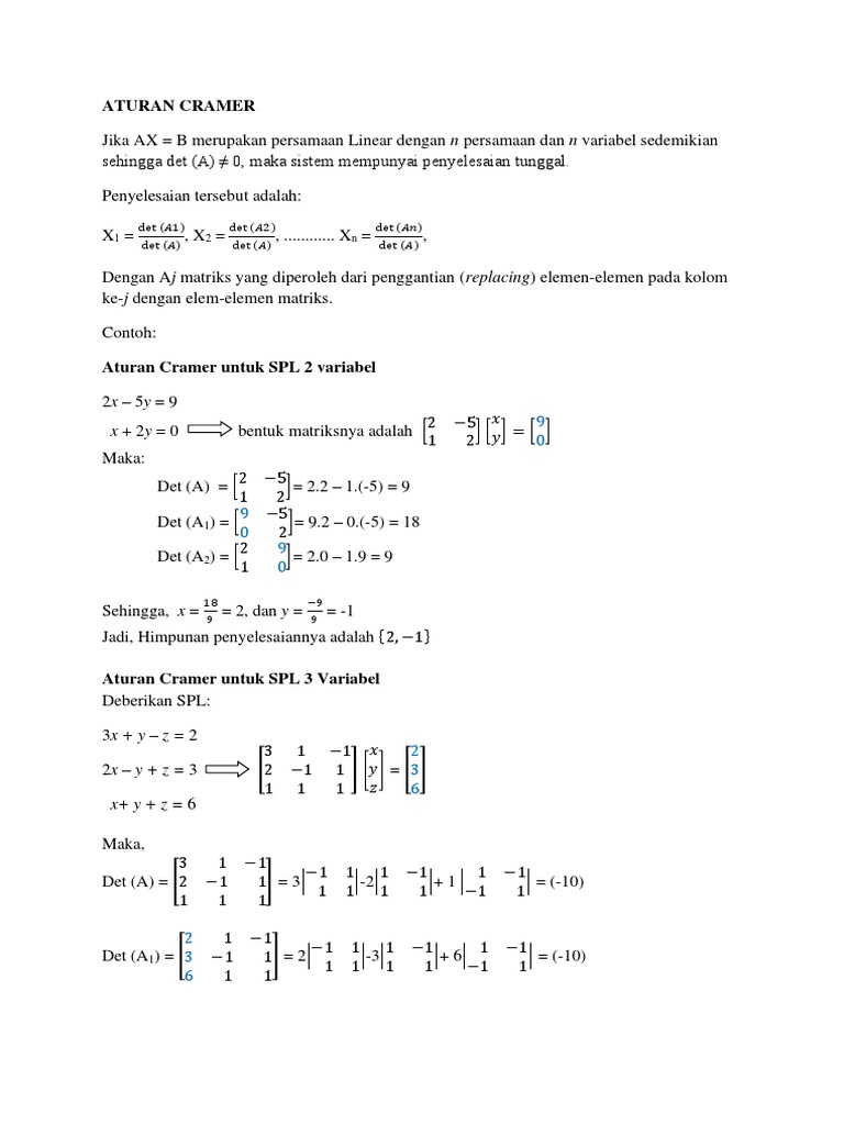 Aturan Cramer | PDF