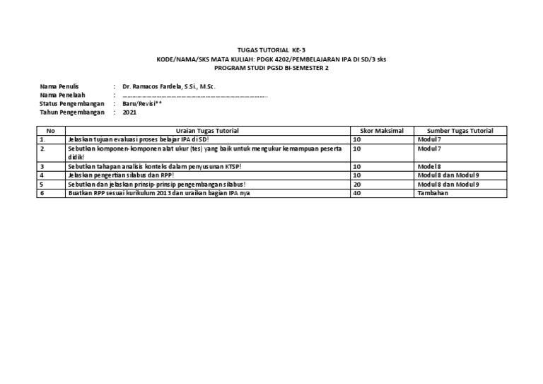 Format Uraian Tugas Tutorial 3 | PDF