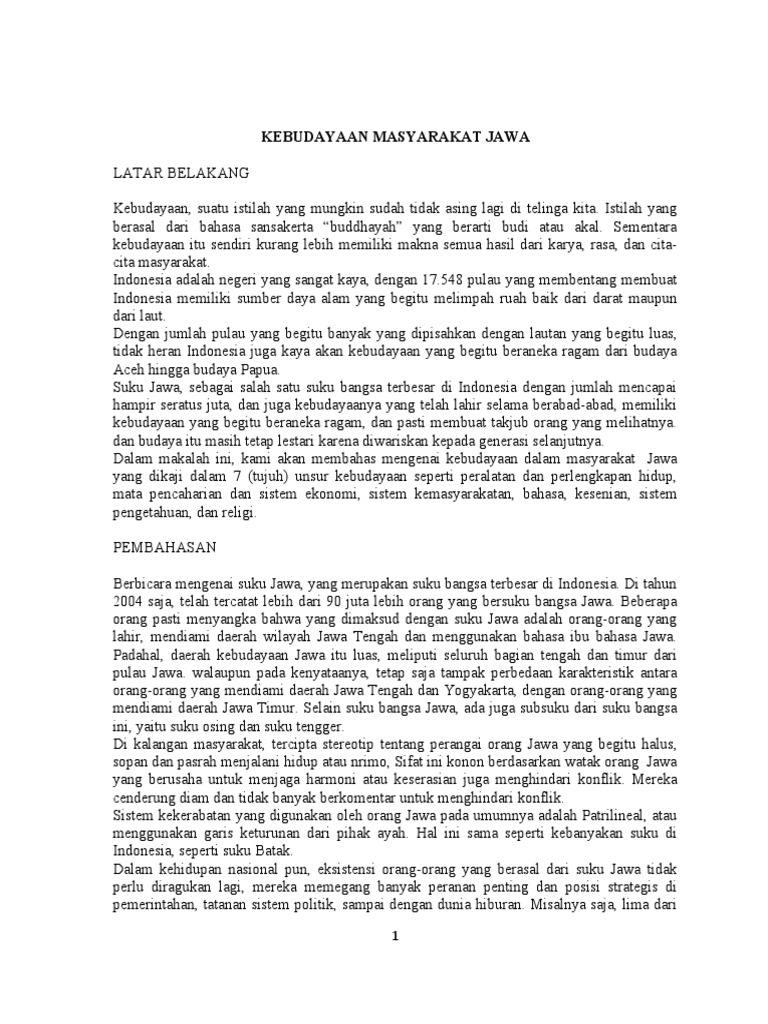 Materi Budaya Jawa | PDF | Ilmu Sosial | Agama & Spiritualitas