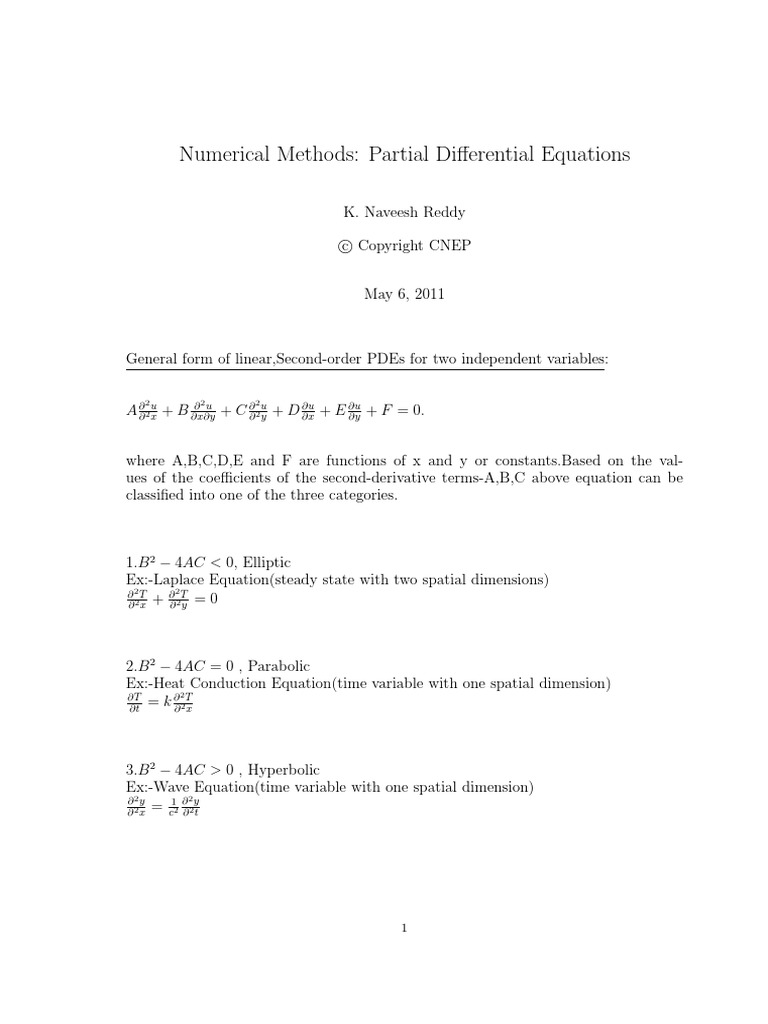 Numerical Methods PDE | PDF | Partial Differential Equation | Differential Equations