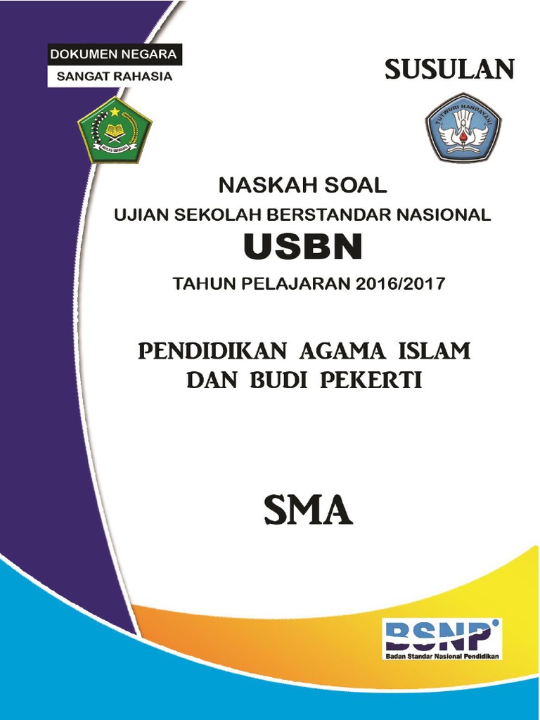 6713 - 03. Lembar SOAL USBN PAI SMA 2017 K13 - SUSULAN | PDF