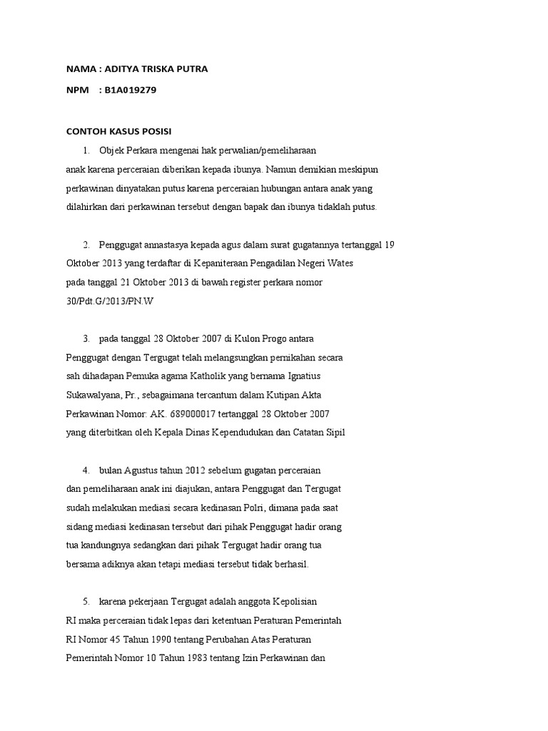 Kasus Posisi Aditya | PDF