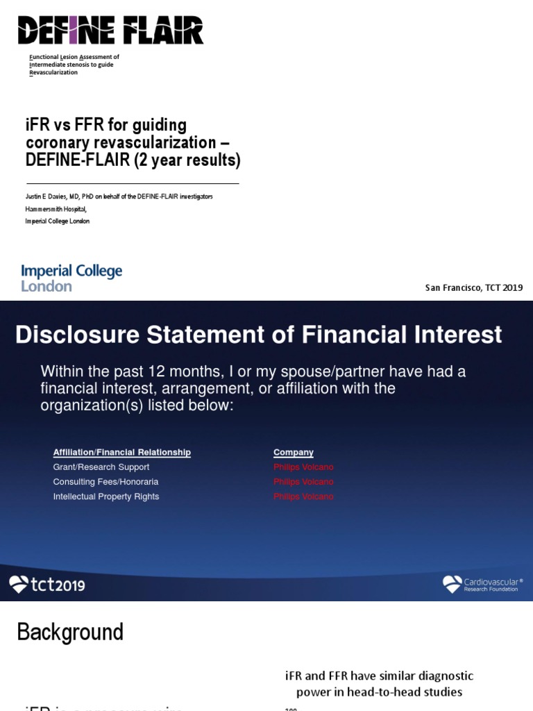 iFR Vs FFR For Guiding Coronary Revascularization - DEFINE-FLAIR (2 ...
