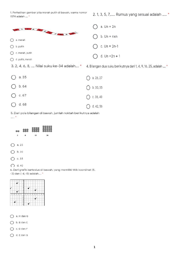 Pts Matematika SMP Kelas 8 Semester 1 | PDF