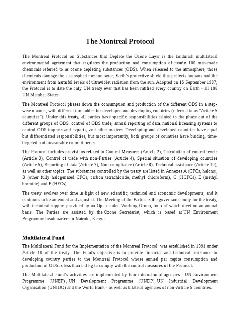 Montreal Protocol: A Global Success Story | PDF | Chlorofluorocarbon ...