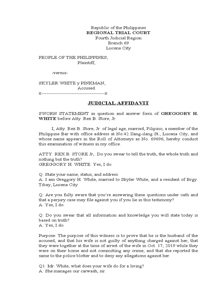 Regional Trial Court: Judicial Affidavit | PDF | Affidavit | Perjury