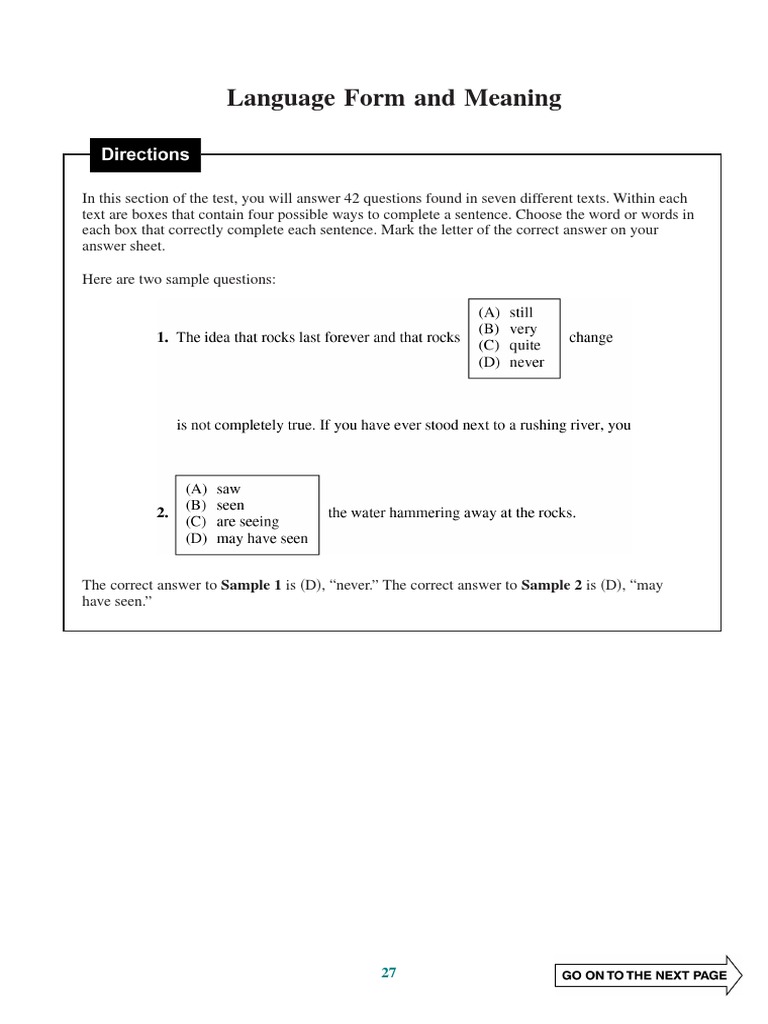 Language Form and Meaning - Reading Comprehension | PDF | Odor | Question