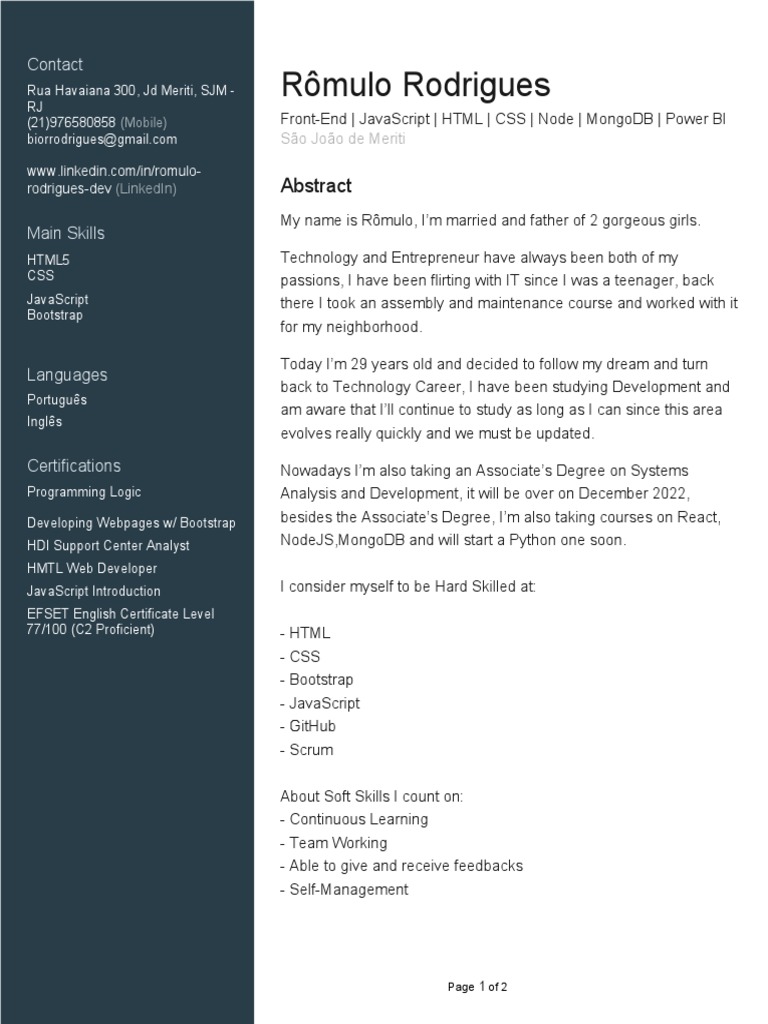 Romulo Resume | PDF | Bootstrap (Front End Framework) | Hypertext