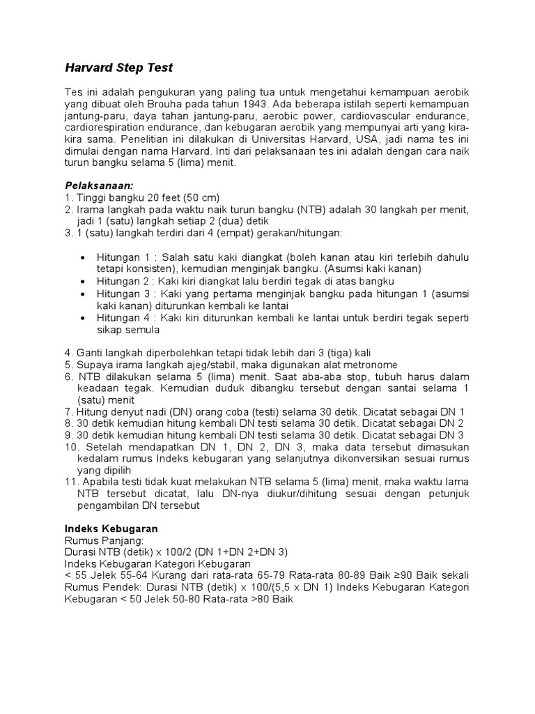 Harvard Step Test | PDF | Pengembangan Diri | Kesehatan Holistik