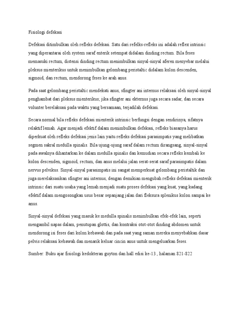 Fisiologi Refleks Defekasi Manusia | PDF