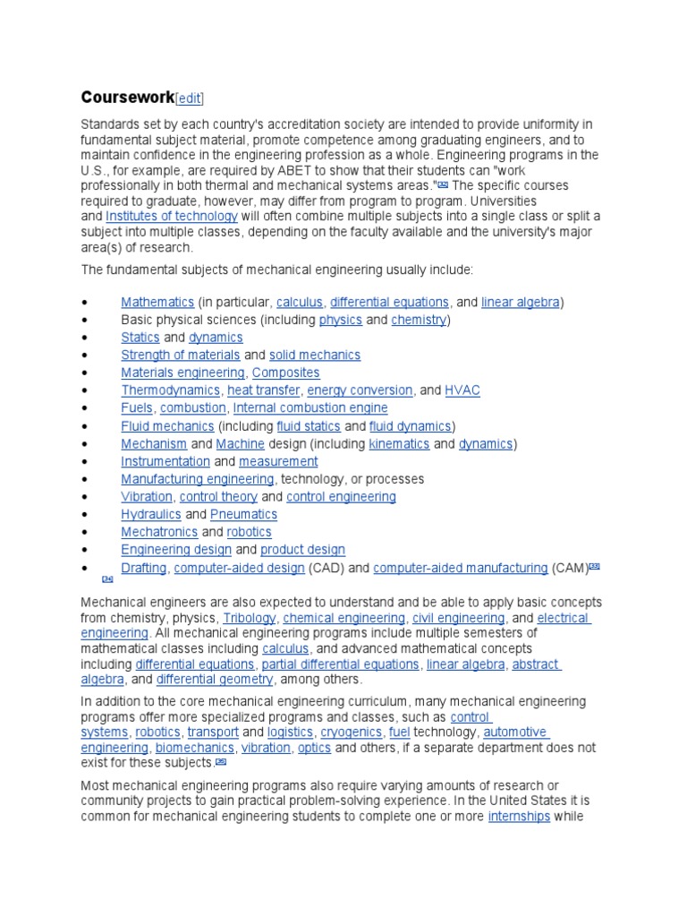 Mechanical Engineering Coursework Overview | PDF | Engineer ...