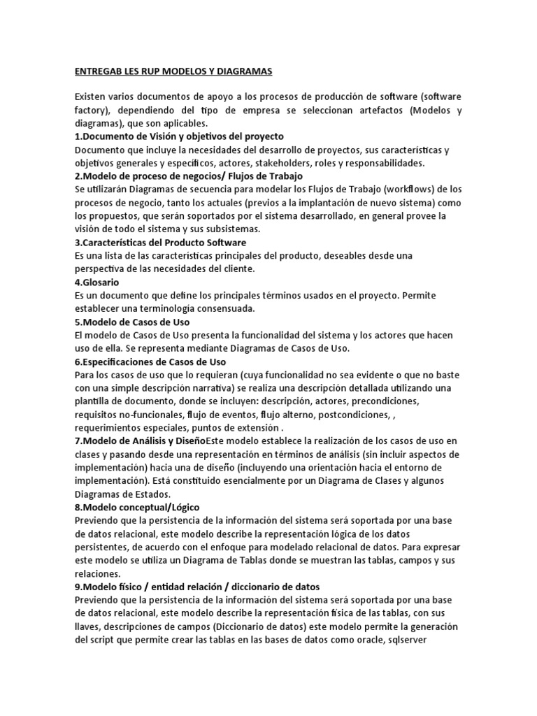 Entregables Rup Modelos y Diagramas | Descargar gratis PDF | Caso de ...