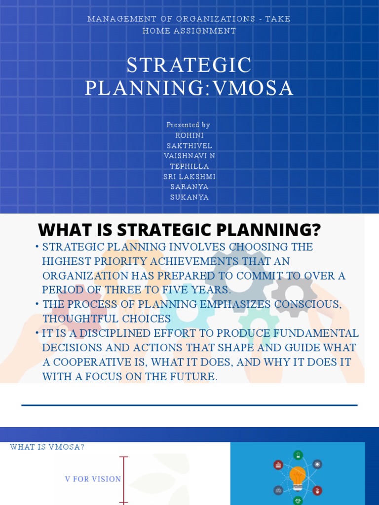 Strategic Planning:Vmosa: Managementoforganizations - Take Home ...
