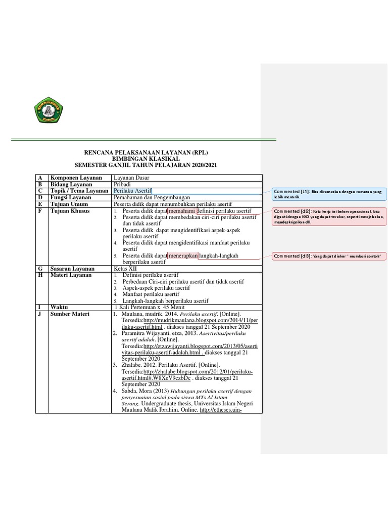 Contoh RPL Bimkel | PDF | Karier & Perkembangan