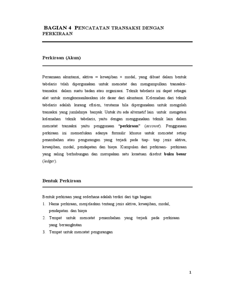 Bagian 4-Pencatatan Transaksi Dengan Perkiraan | PDF | Pengelolaan ...
