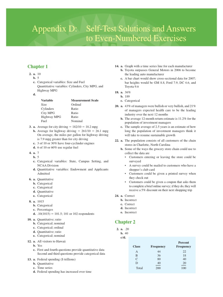 Appendix D: Self-Test Solutions and Answers To Even-Numbered Exercises ...
