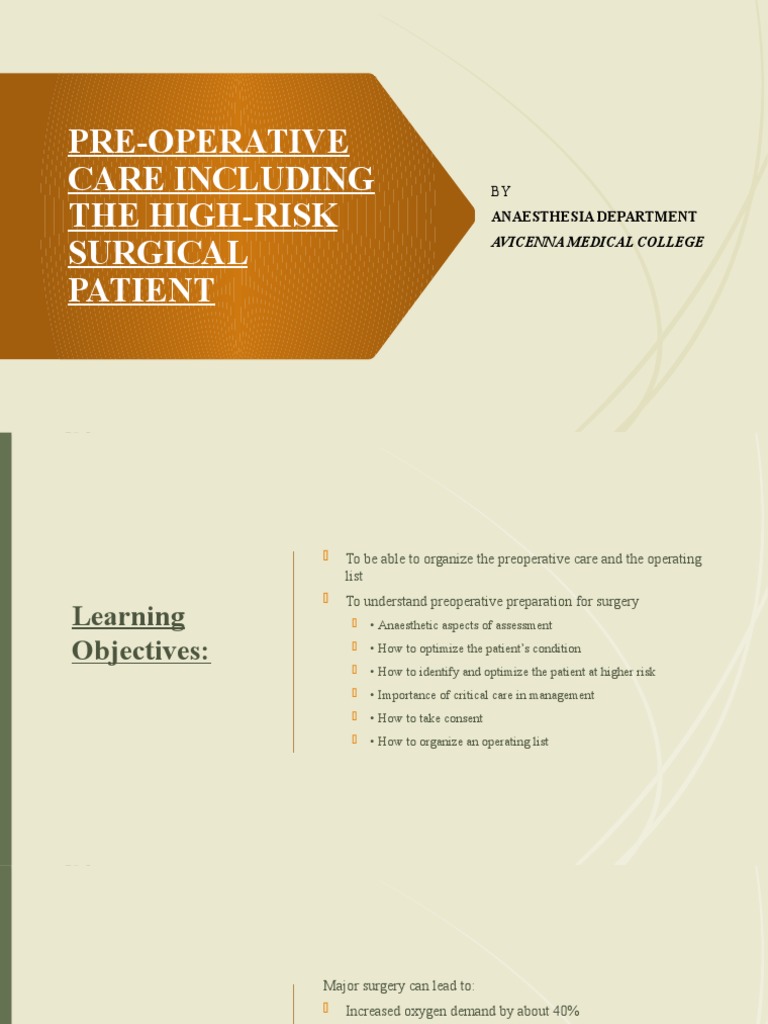 Pre-Operative Care Including The High-Risk Surgical Patient | PDF ...