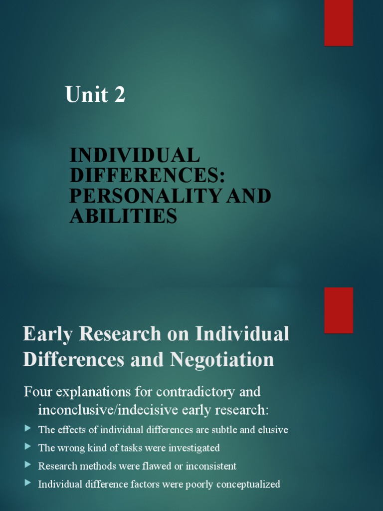 Unit 2: Individual Differences: Personality and Abilities | PDF ...