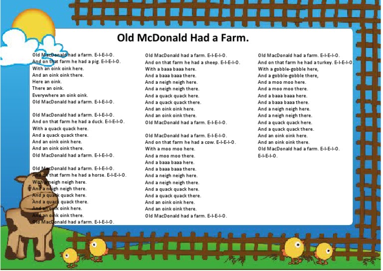 Old McDonald Had A Farm Lyrics | Old Mac Donald Had A Farm | Animals ...