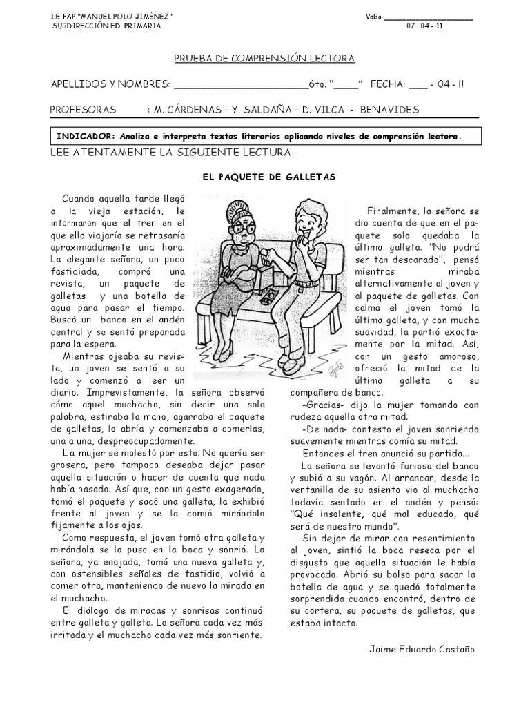 Comp. Lect. El Paquete de Galletas | PDF