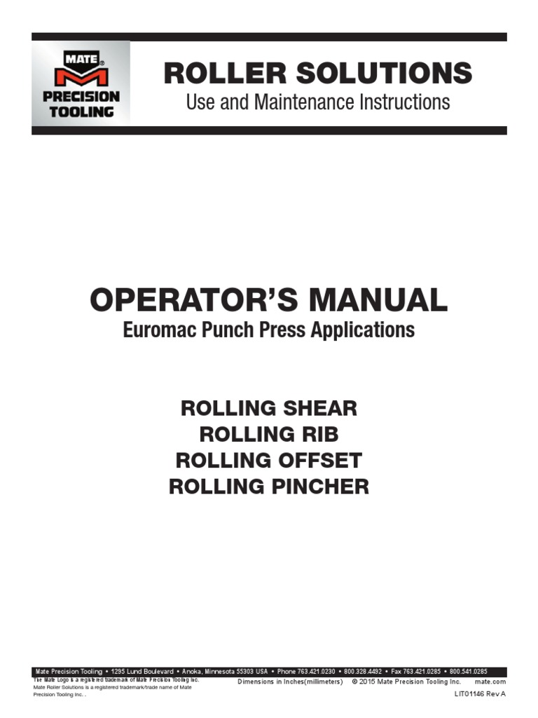 Operator'S Manual: Roller Solutions | PDF | Sheet Metal | Bearing ...