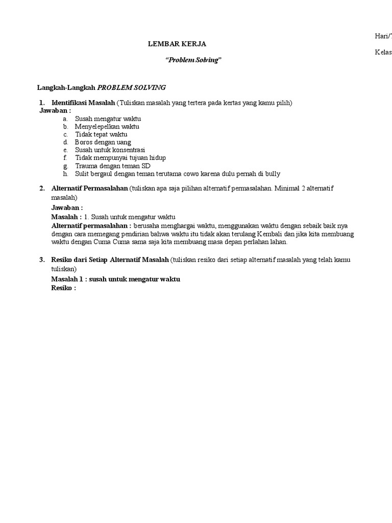 Lembar Kerja Problem Solving | PDF