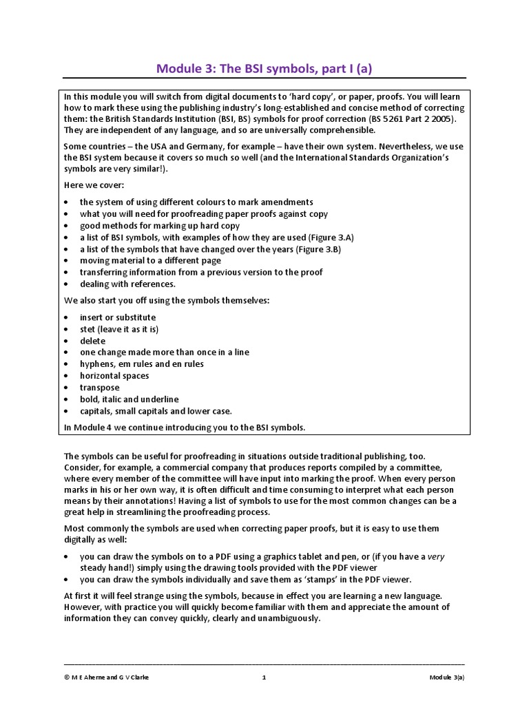 Module 3: The BSI Symbols, Part I (A) | PDF | Proofreading | Punctuation