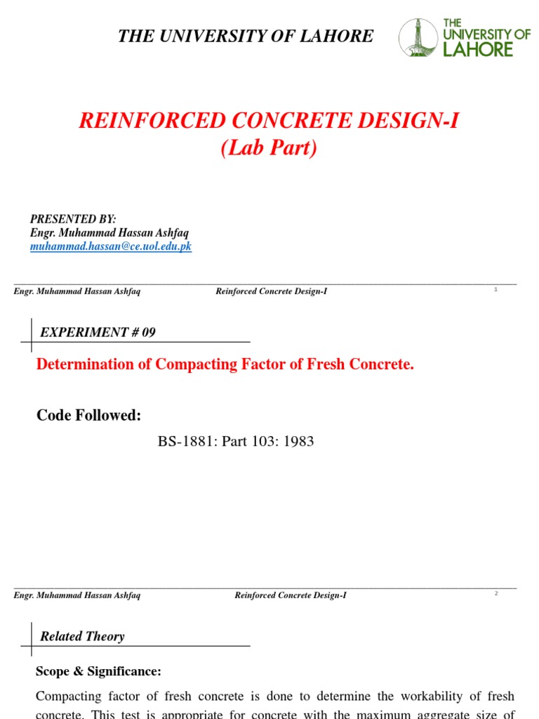Compacting Factor Test for Concrete | PDF | Concrete | Nature