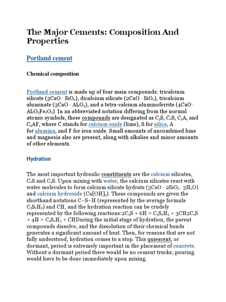 The Major Cement Composition | PDF | Cement | Concrete
