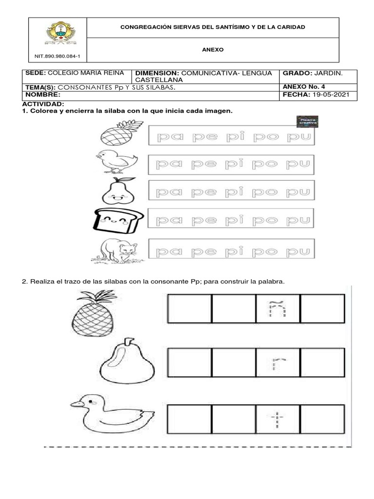 ANEXO 4. CONSONANTES PP y SUS SILABAS. | PDF | Estudios de idiomas ...
