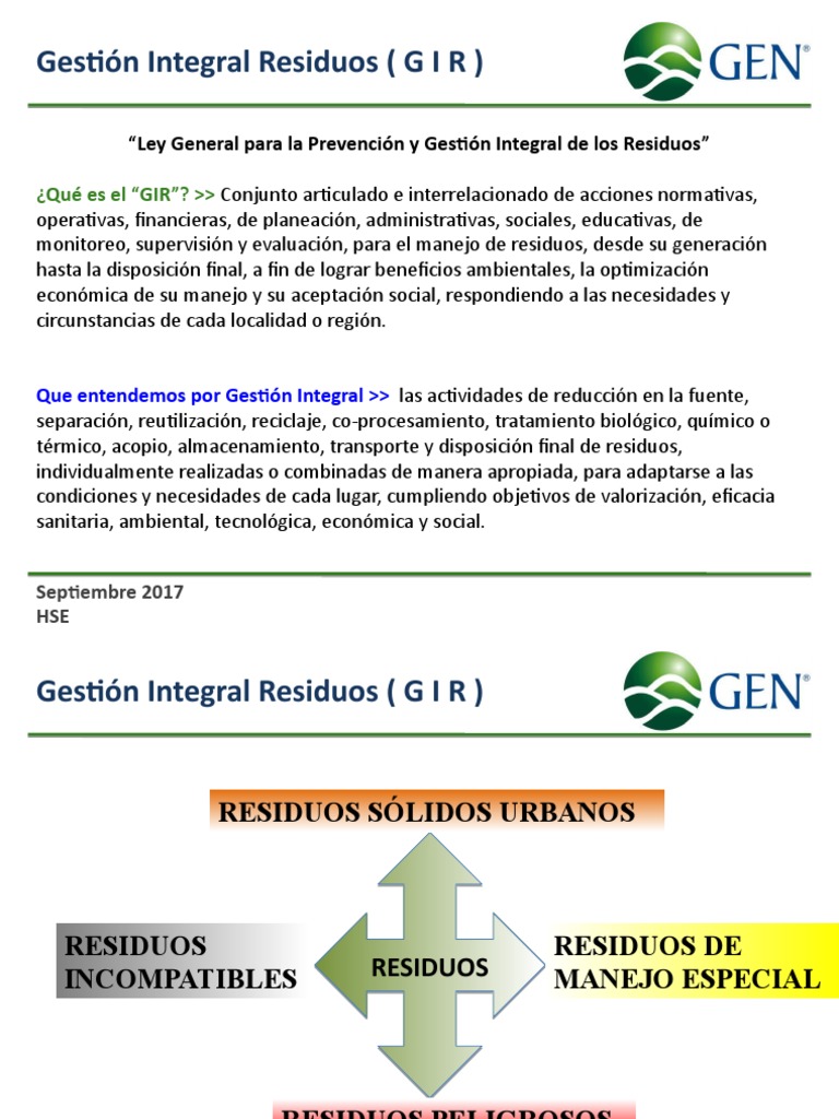 GEN Industrial - Capacitacion - 07 - Gestion Integral Residuos | PDF ...